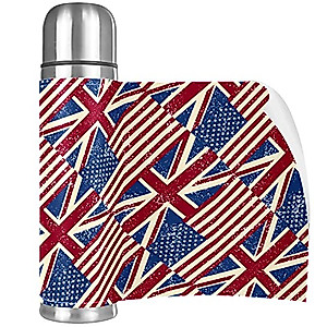 Stainless Steel Leather Vacuum Insulated Mug Flags of the United Kingdom Thermos Water Bottle for Hot and Cold Drinks Kids Adults 16 Oz