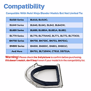 Blender 72 oz Pitcher Pour Spout Cover with Gasket, Jar Top Flap Lid Replacement Part Compatible with Ninja 1200 1300 1500 Watt BL610 BL642 BL681A BL682 BL710WM BL770 BL770AMZ BL910 BN701 BN751 BN801