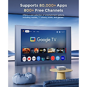 4K Support Android TV 10.0 Projector 5G WiFi Bluetooth Native 1080P, CIBEST Full-Sealed Optical Engine Home Movie FHD Projector with Netflix/Prime Video Built-in, 8000+ Apps, Autofocus, Stereo Sound
