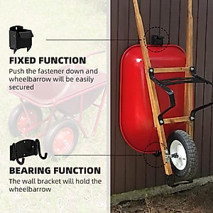 Wheelbarrow Holder,Wheelbarrow Hanger Holder for Garage Wall,Heavy-Duty Wheelbarrow Storage Bracket,for Most Wheelbarrows Designs