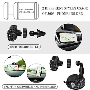 Tallew 20 Pcs Bling Car Accessories for Women, Rhinestone Car Accessories Set, Bling Car Phone Holder Mount, Bling Dual USB Car Adapter, Bling Car, Bling Glasses Holders(Black)