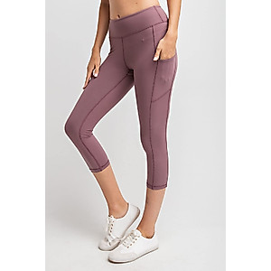 Hype Up Women's High Waisted Buttery Super Soft Capri Length Activewear Leggings with Side Pockets (S-3X)