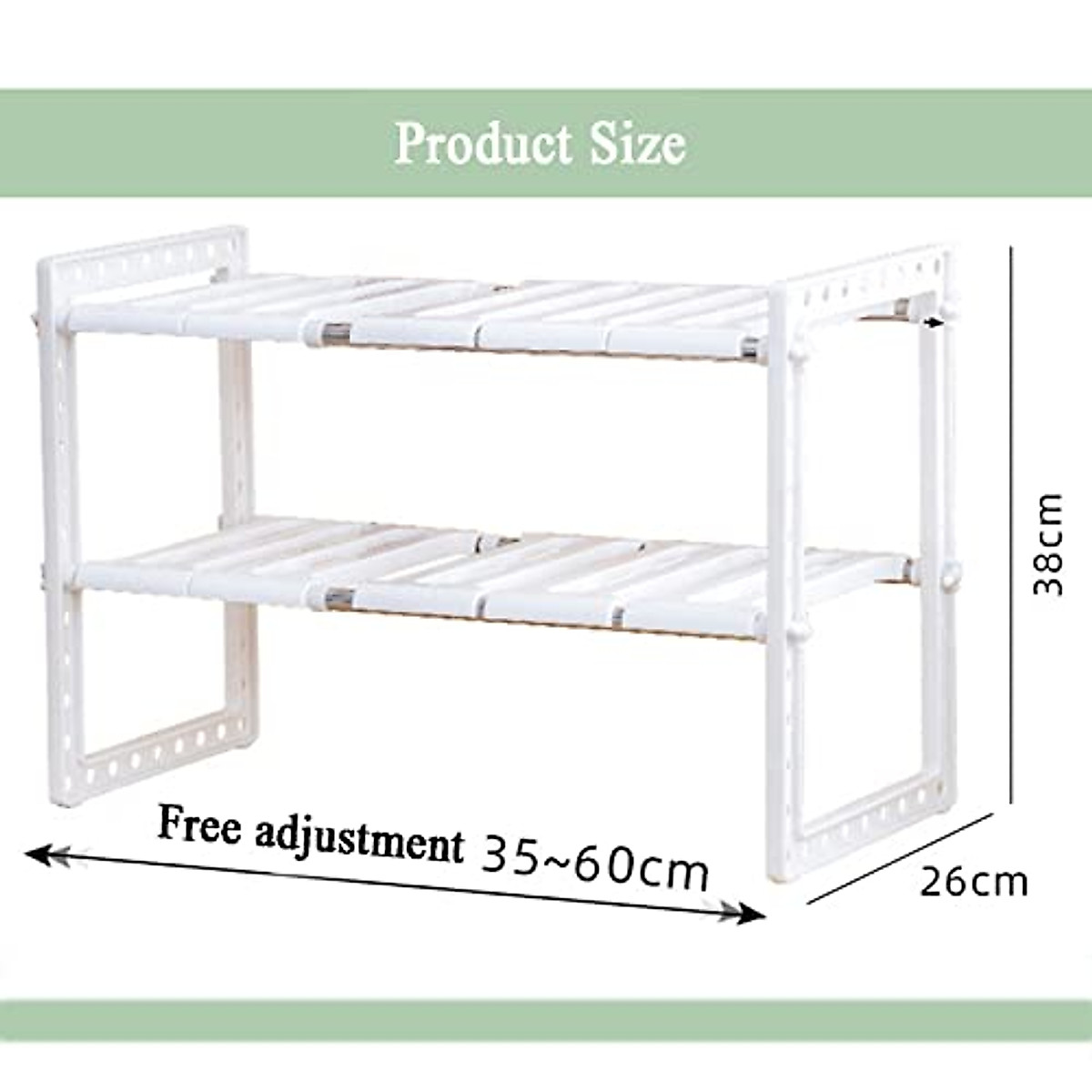 LEAYAN Under Sink Storage Storage Shelf for Bathroom Kitchen, Bathroom Under Sink Organizers and Storage Multi-Purpose Shelves for Kitchen Under Sink Rack Shelf, White 60x26x38cm
