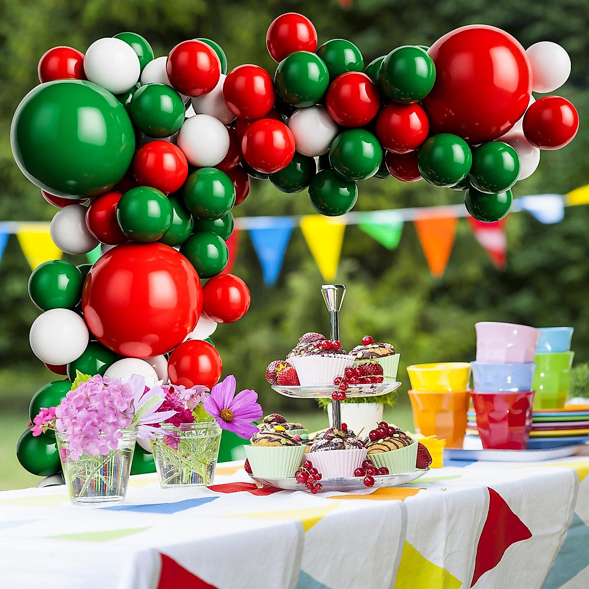 Red Green and White Balloon Garland for Birthday Baby Shower Wedding Graduation Christmas Party Decoration