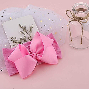 Makone 6PCS Nylon Headbands for Baby Girl, Handmade Hairbands with Bows Stretchy 5.5 inch Hair Bow for Kids Toddlers Infants Newborn