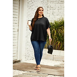 Women Oversized T-Shirt Summer Casual Short Sleeve Loose Tee Tops Black