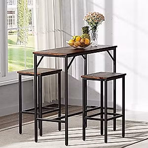 VEVOR 39" Bar Chairs Pub Table Set w/ 2 Stools, Brown