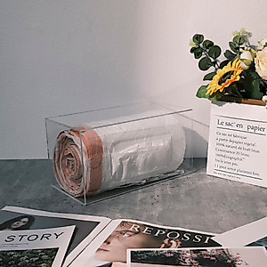 SEANADO Trash Bag Dispenser Roll Holder, Wall Mount Acrylic Kitchen Organizer Storage Box Holder for Garbage Bag Grocery Bag Plastic Shopping Bag Roll Container (10.4 x 5.5 x 5.5 inches)