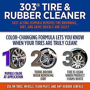 303 Tire and Rubber Cleaner - Preps Tires for Dressing - Fast Acting Foaming Formula - Removes Tire Browning - Safe for All Rubber and Vinyl, 32 fl. oz. (30579CSR)