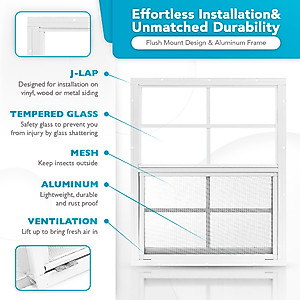PRO FLEX Shed Window 12" x 12" - Ultra Thick White Aluminum Flush Mount with Tempered Glass - Shed Windows with Fixed Panel and Screws for Chicken Coop, Sheds, Barns, Playhouses