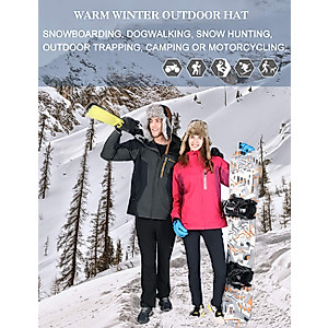 Comhats Winter Hats for Men Hunting Ushanka Russian Warm Trapper Hunting Hiking Skiing Cap Gray Real Fur Large L