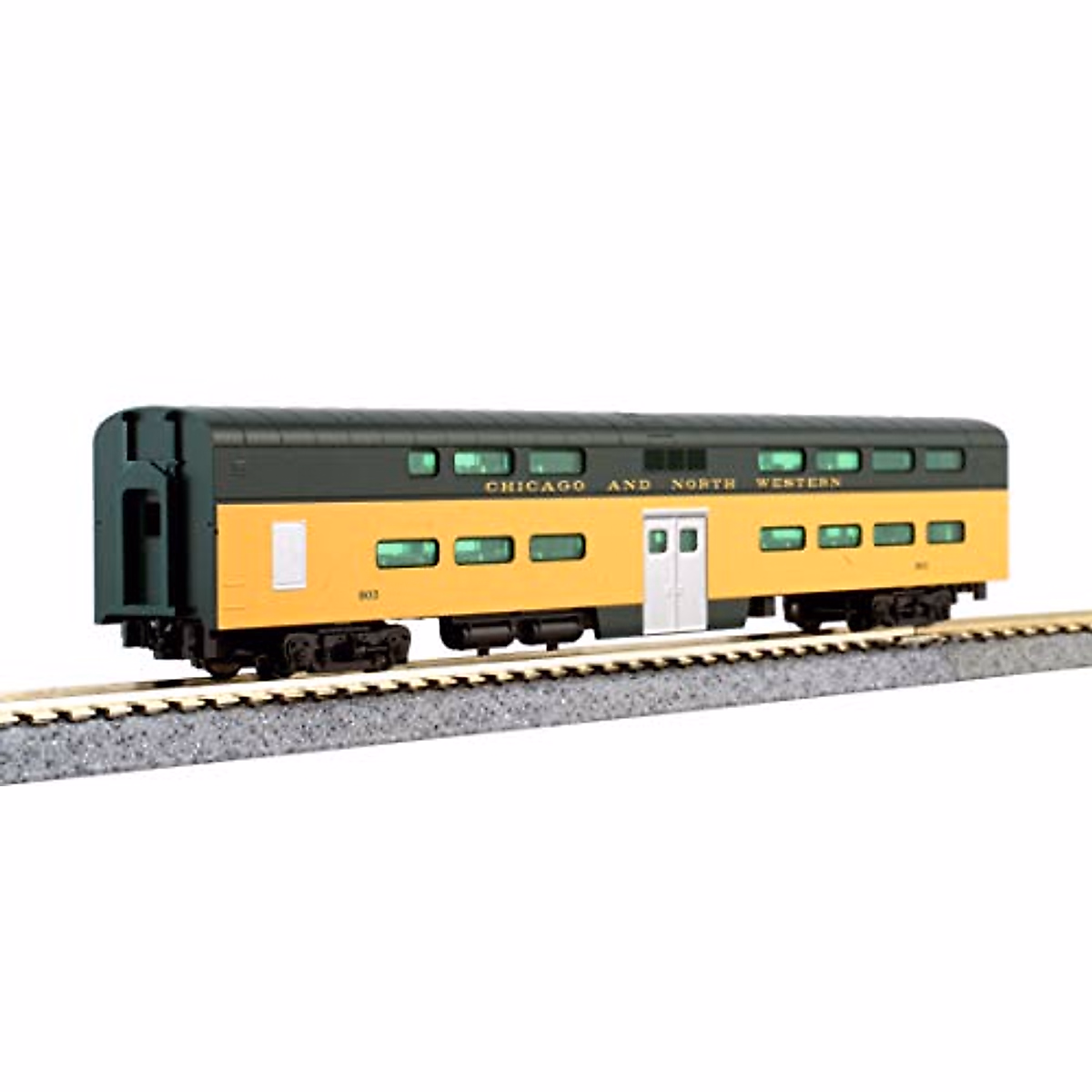Kato USA Model Train Products N C&NW EMD E8A and Pullman Bi-Level 400" Train 6-Unit Set