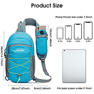 G4Free Sling Bag Backpack RFID Blocking Crossbody with Front Pocket Hiking Daypack Outdoor Chest Bag for Women Men Blue