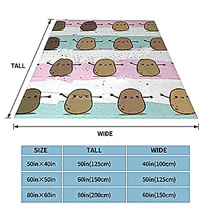 Denruny Cute Potatoes Pattern Printed Throw Blanket, 50"X40" Fleece Blanket for Bed Couch Sofa Traveling