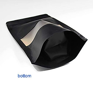 Black Kraft Paper Zipper Lock Stand Up pouch Bags Sealable Matte Window,12×20 cm/4.7×7.8 inches,Pack of 100