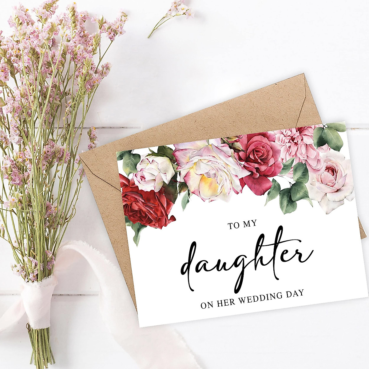 Arezzaa To My Daughter On Her Wedding Day Card - Mother Of The Bride Card With Metallic Envelope - Daughter Gift - Wedding Day Card For Daughter, 5 x 7 inches