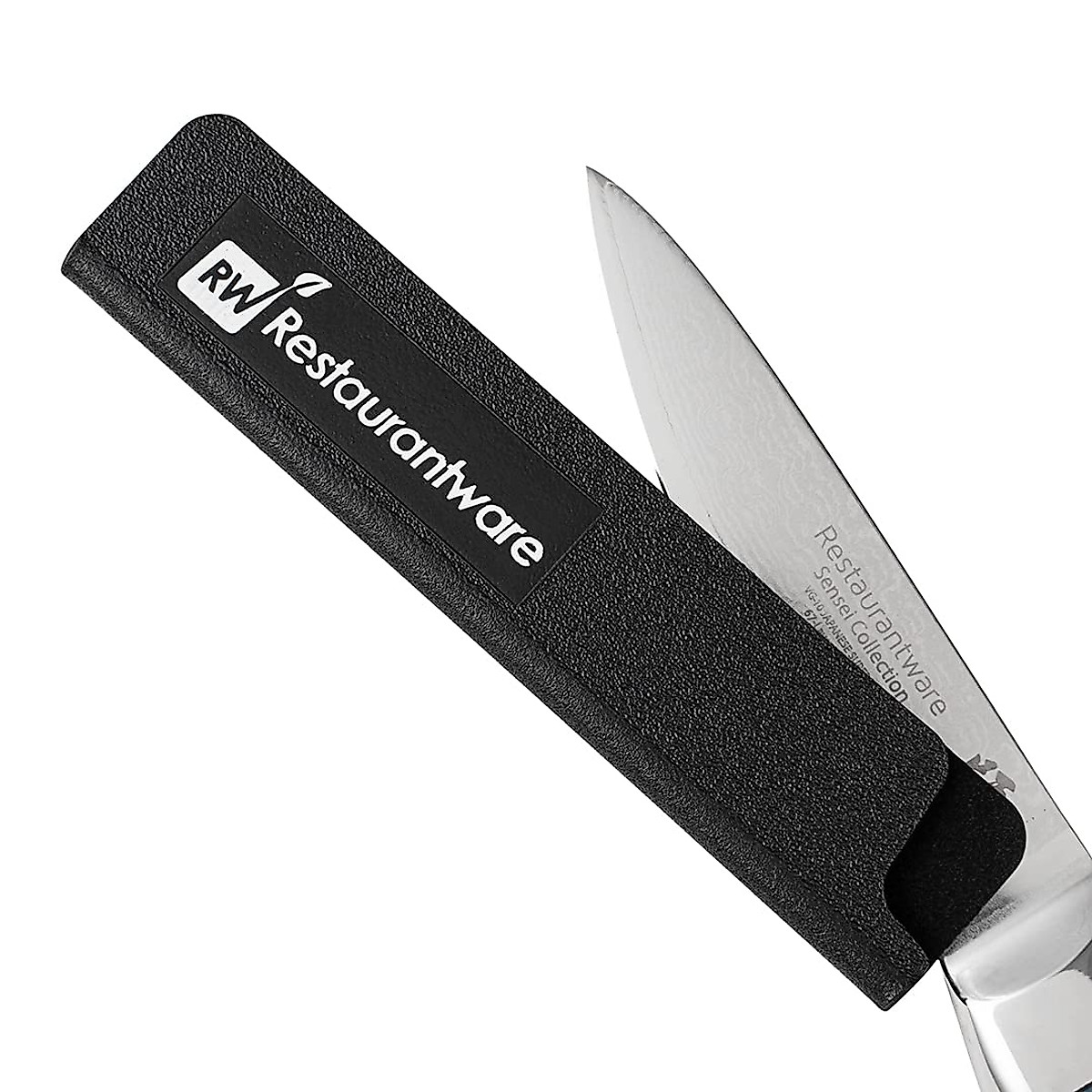 Restaurantware Sensei 4.7 x 1 Inch Knife Sleeve, 1 BPA-Free Knife Protector - Fits Paring Knife, Felt Lining, Black Plastic Knife Blade Guard, Durable, Cut-Proof