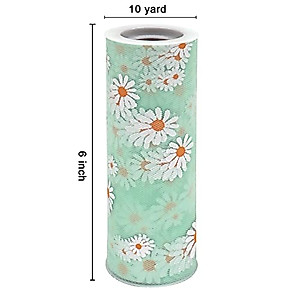 IONTACH Daisy Tulle Rolls 6 Inch by 10 Yards (30FT) Fabric Spool Tulle Ribbon for DIY Tutu Skirt Sewing Bow Wedding Decorations Craft Supplies (Aqua)