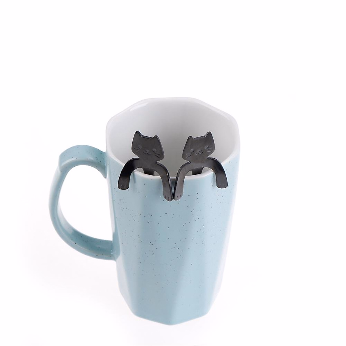 4 Pcs/Set Coffee Spoon Mini Cat Hugging Kitty Spoon,Tea Soup Sugar Dessert Appetizer Seasoning Bistro Spoon,Hanging Cup Spoon by OBANGONG