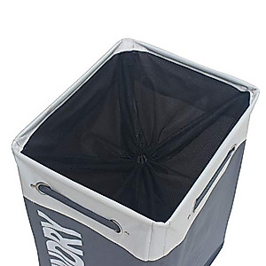 Cleversion Laundry Basket with Wheels-Waterproof Rolling Laundry Hamper –Dirty Clothes Hamper for Laundry(Dark Gray&Beige)