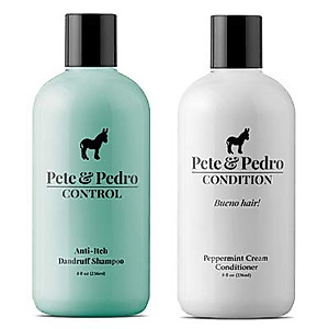 Pete and Pedro Control and Conditon Combo | Extra-Strength Dandruff & Anti-Itch Medicated Coal Tar Peppermint Shampoo Plus Restorative Peppermint Conditioner {Featured on Shark Tank}