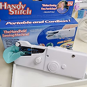Handheld Sewing Machine, Electric Handy Sewing Machine, Stitch Sew Quick Portable Mending Machine, Perfect for Beginners Sewing Clothes Fabric Curtain Pet Cloth Jeans