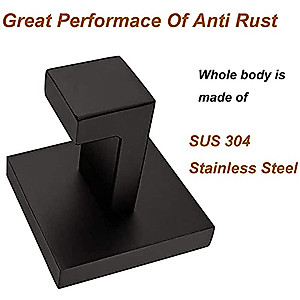 Matte Black Bathroom Hardware Set 3 Pieces SUS304 Stainless Steel Square Wall Mounted Including Toilet Paper Holder, Robe Towel Hooks,Bathroom Accessories Kit