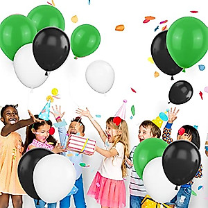 Black White Green Balloons, 60PCS Green Black Foootball Birthday Balloons, 12Inch Green White Latex Balloons Foootball Party Balloons for Boys Video Game Sprots Soccer Theme Party Baby Shower Supplies