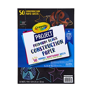 Crayola Black Construction Paper, Premium Art Supplies, Standard Size, 50 Count
