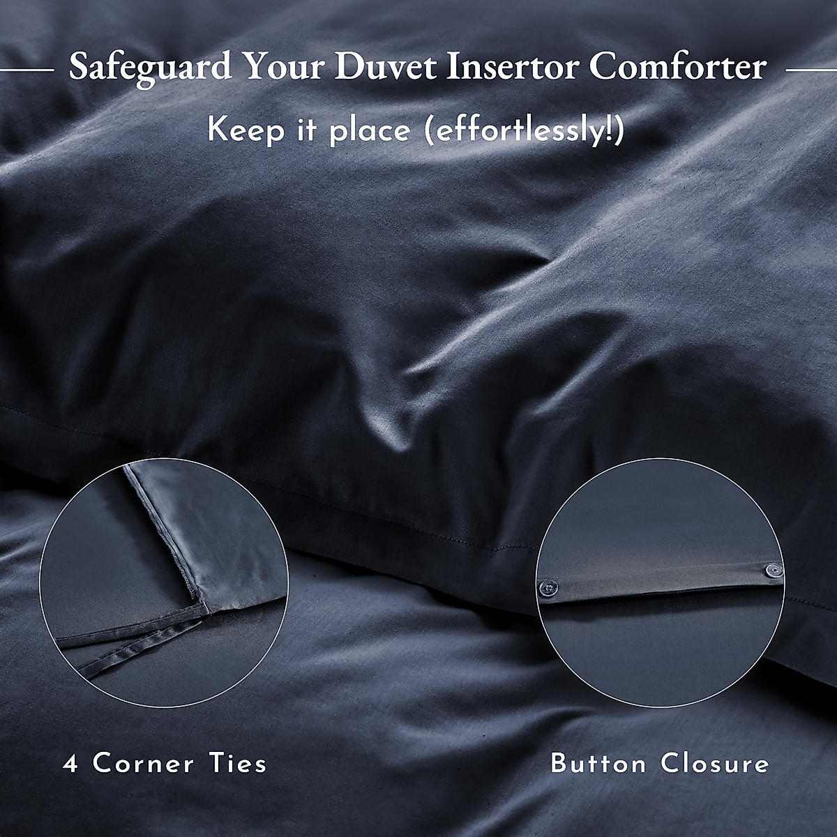 California Design Den Full/Queen Cotton Duvet Cover Set, 400 Thread Count 100% Cotton Quilt Cover & Pillow Shams, Sateen Weave Bedding Set with Button Closure (Indigo Dusty Blue)