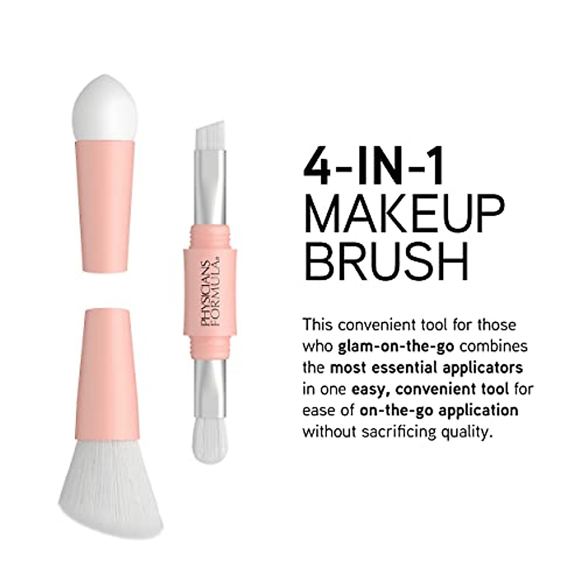Physicians Formula 4-in-1 Makeup Brush and Sponge Set, 3 Premium Brushes In One and Precision Makeup Sponge, For Powder and Liquid Make up
