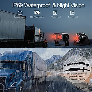 4K RV Backup Camera System 10.36" Quad Split Touch Screen Monitor with 4 1080P Rear Side View Camera, DVR Recording Bluetooth MP3 MP5 IP69 Waterproof Night Vision for RV Truck Semi Trailer Bus Tractor