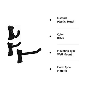 PegPro J , 1" & 2" Hook Kit by Greenleaf Industries - Secure Plastic Hooks for Your Wall Organizer - for Craft Storage, Garage, Kitchen, Tools and More (Multipack - J, 1", 2" - 50 Count, Black)