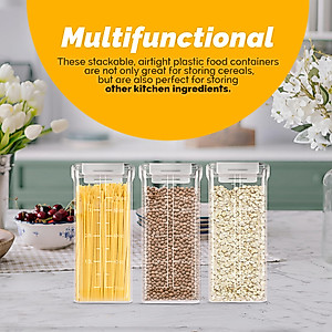 Generic UHS Cereal Containers Storage - 4-Piece Airtight Container Set, Transparent Food Organizers with Lids 4 Liter Reusable Labels & Marker, Clear