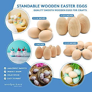 30 Smooth Standable Wooden Easter Eggs to Paint, Quality Small Wooden Eggs for Crafts, Wooden Easter Eggs Paint 2 in, by Woodpeckers