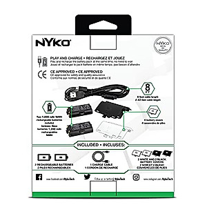 Nyko Xbox One Power Kit Plus - Rechargeable Battery Kit with 2 Batteries, Black & White Covers, 8-foot Micro-USB Charge Cable - Ultimate Xbox Accessories - Power, Cable, & Replacement Battery Doors