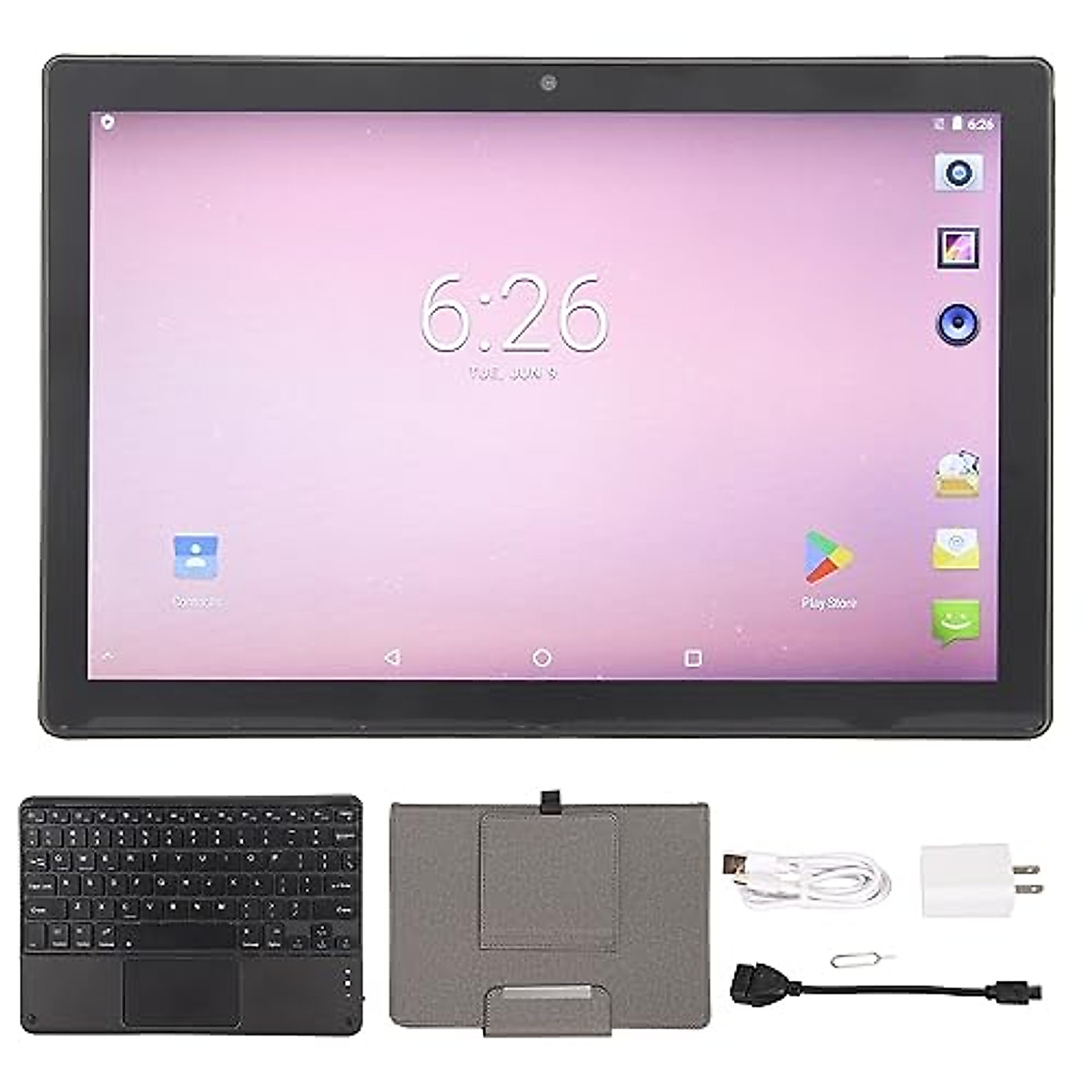 2 in 1 10.1 Inch Tablet, 4G Network 2 in 1 Tablet 100-240V with Keyboard for Android 12 for Home (US Plug)