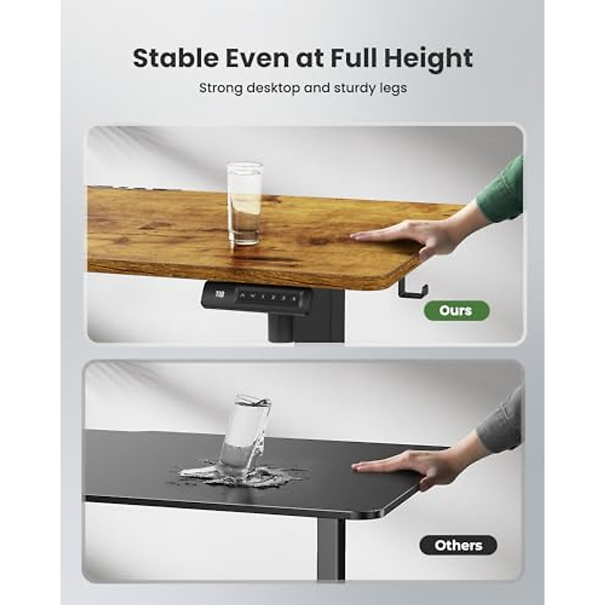 Marsail Electric Standing Desk Adjustable Height, 55 * 24 Inch Sit Stand up Desk for Home Office Furniture Computer Desk with 3 Memory Presets, Headphone Hook, Rustic Brown