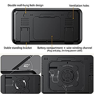 Zgrmbo Plug-in LED Digital Wall Clock with DST, Week and 4" Huge Clear Digits, 12/24H Format, Auto-Dimming, Battery Backup, Silent Wall Clock for Farmhouse, Living Room, Bedroom, Classroom, Office