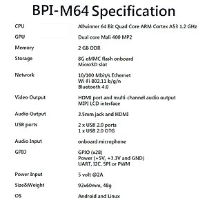 youyeetoo BPI-M64 Single Board Computer,2GB RAM/8GB EMMC, Support Win10 IOT Raspbian Android Ubuntu, for IOT Smart Home Control gatewa and NAS Server