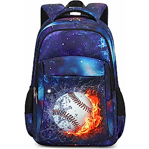 LEDAOU School Backpack Teen Boys Kids Bookbag Daypack School Bag (Baseball)