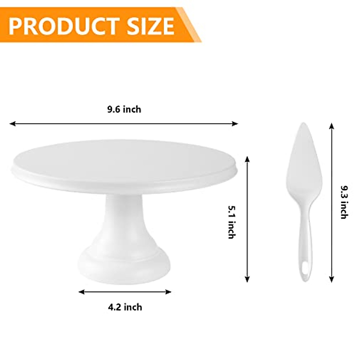 ECOWAY Round Cake Stand 9.84 Inch with Cake Spatula, White Bamboo Cupcake Stand, Dessert Display Plates for Snacks and Cookies, Candy Dish for Birthday Parties, Weddings, Baby Shower and Other Events