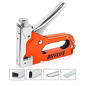 DIFFLIFE Staple Gun Heavy Duty, YEAHOME 4-in-1 Stapler Gun with 2400 Staples, Manual Brad Nailer Power Adjustment Stapler Gun for Wood, Crafts, Carpentry, Decoration DIY