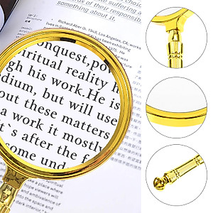 Gold Plated Magnifying Glass Portable Magnifying Lens Metal Magnifying Glass Hand Held Magnifying Glass Detective Kit Golden Magnifying Glass