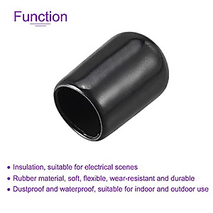 DMiotech 20 Pack 3/8" ID Black Screw Thread Protectors Rubber End Caps Bolt Covers for Screw Bolt Furniture Pipe