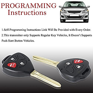 Key Fob Remote Replacement Fits for Scion XB 2008 2009 2010 2011 2012 2013/Toyota Rav4 2006 2007-2010 HYQ12BBY Keyless Entry Remote Control 89070-42660 89070-42670 89070-12380 4D67 Chip(Pack of 2)