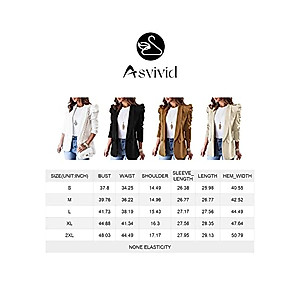 Asvivid Womens Tweed Blazers Casual Open Front Office Blazers Puff Sleeve Jackets Work Suit with Pockets Apricot,M