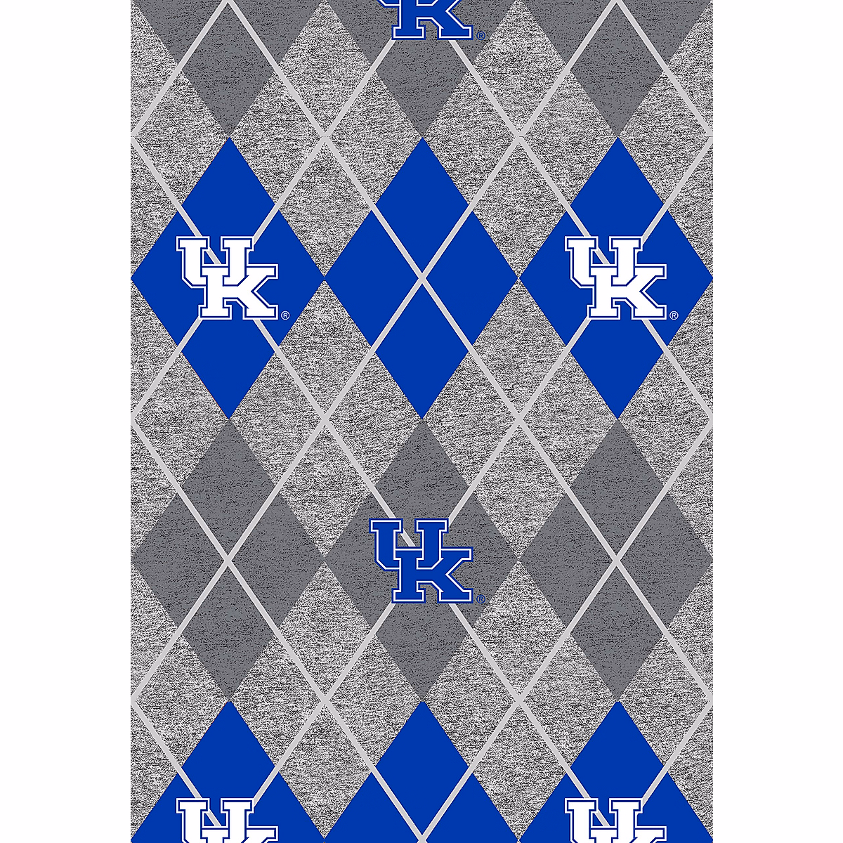 SYKEL ENTERPRISES University of Kentucky Fleece Fabric Sold by The Yard-Kentucky Wildcats Heather Argyle Fleece Blanket Fabric-SYKEL KY1148