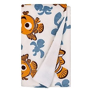 Disney Finding Nemo Orange, Teal, and White Sea Turtles Super Soft Sherpa Baby Blanket