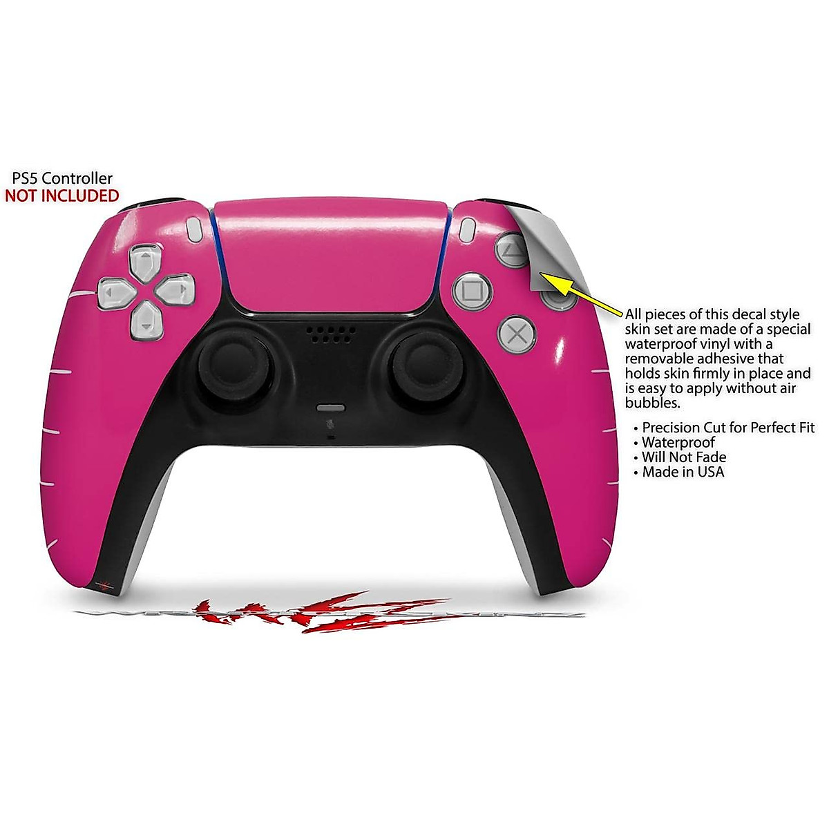 WraptorSkinz Skin Wrap compatible with Sony PS5 DualSense Controller Solids Collection Fushia (CONTROLLER NOT INCLUDED)